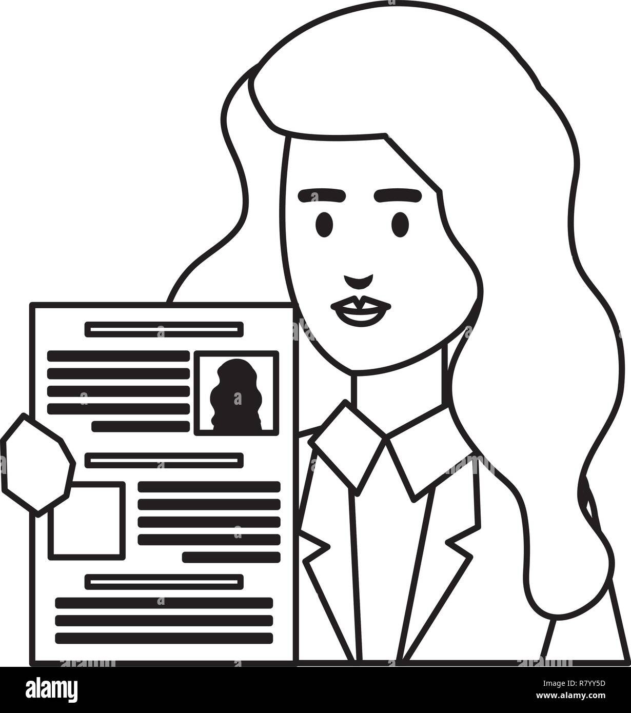 business woman with curriculum vitae vector illustration design Stock ...