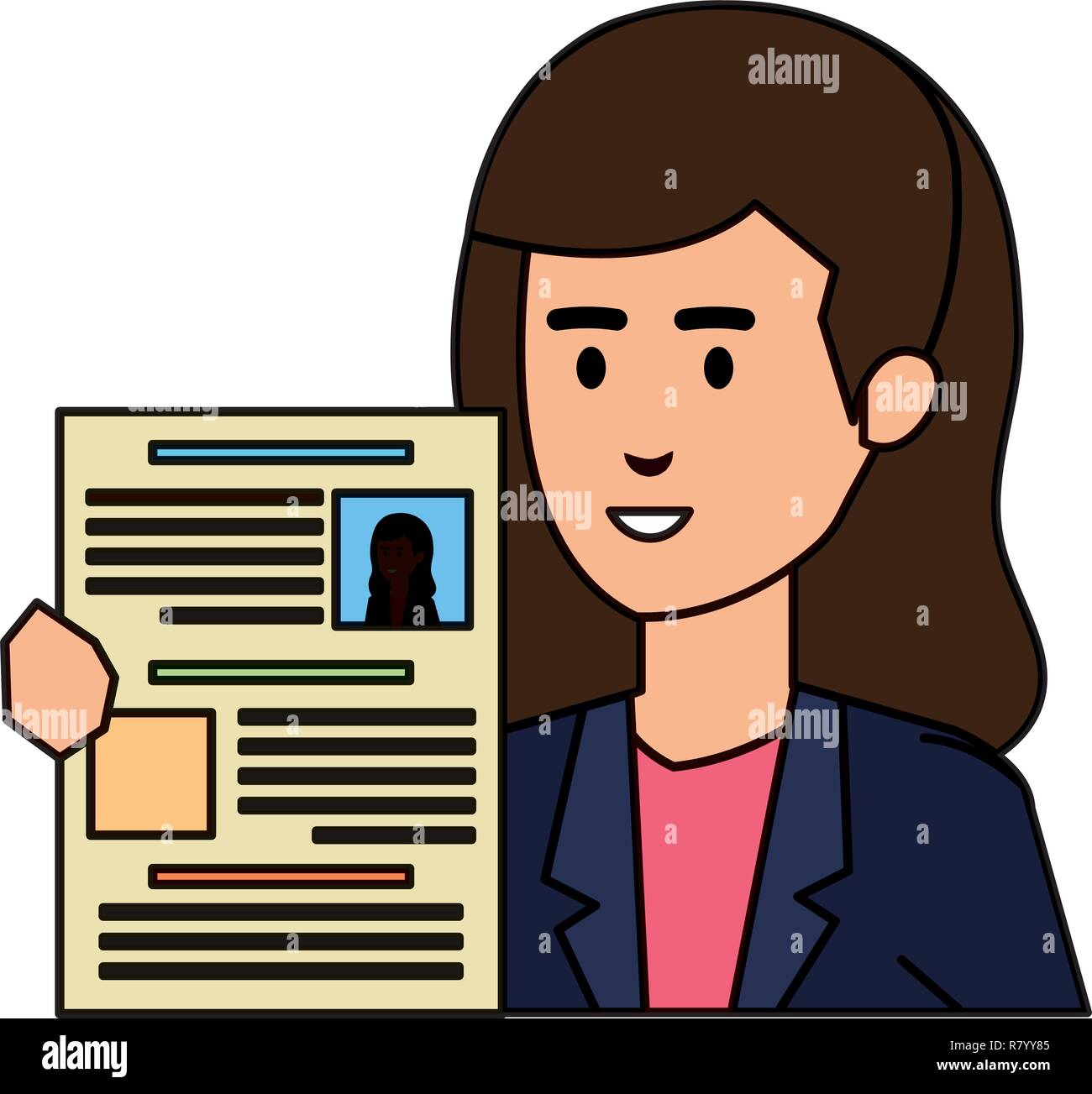 business woman with curriculum vitae vector illustration design Stock ...