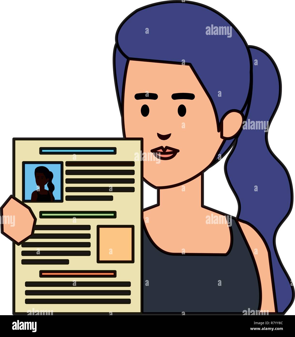 business woman with curriculum vitae vector illustration design Stock ...