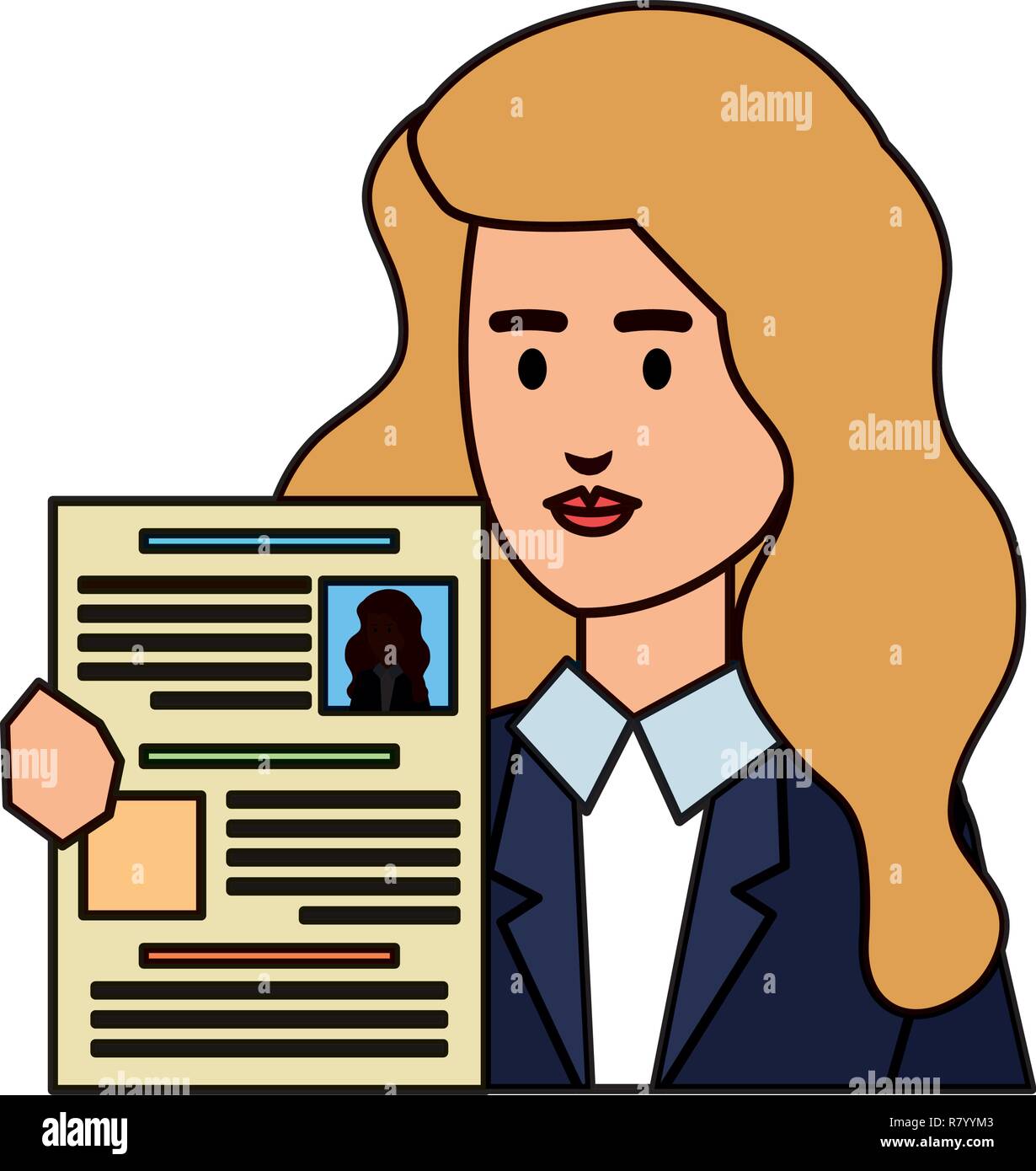 business woman with curriculum vitae vector illustration design Stock ...