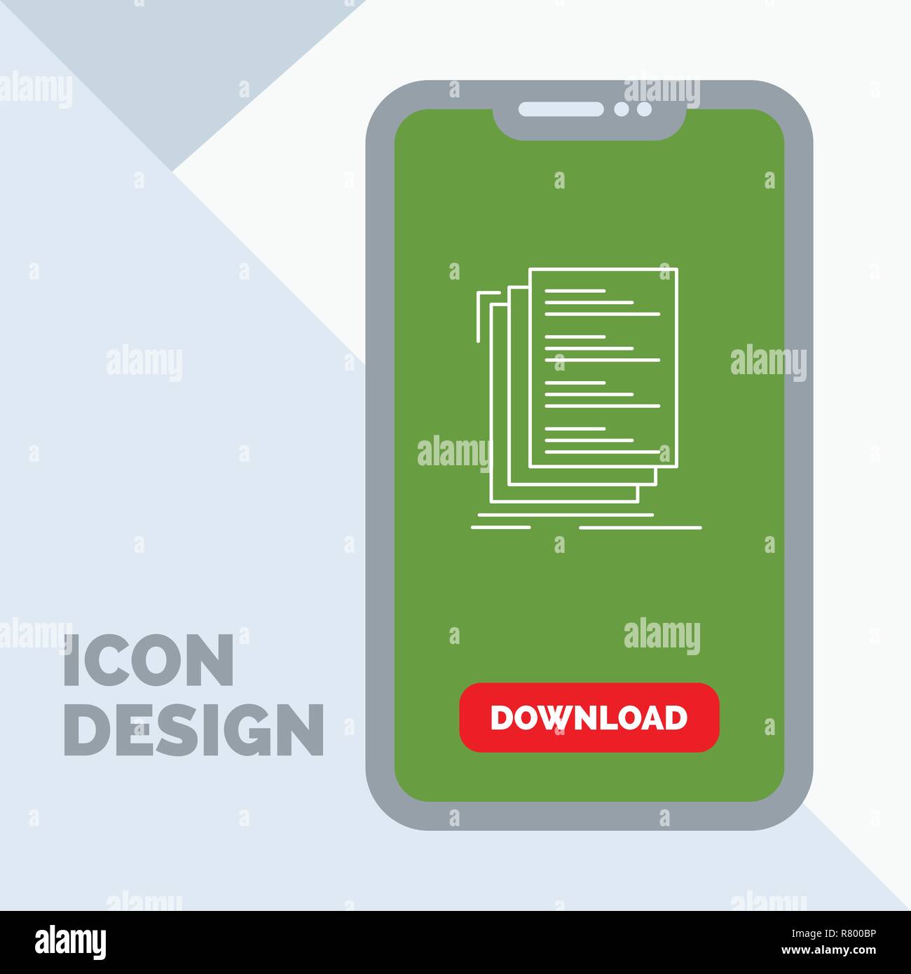 Code Coding Compile Files List Line Icon In Mobile For Download Page Stock Vector Image