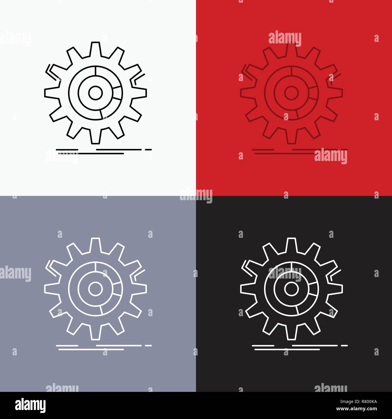 Setting Data Management Process Progress Icon Over Various Background Line Style Design