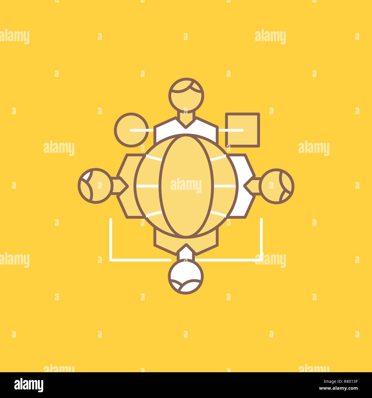 Function, instruction, logic, operation, meeting Flat Line Filled Icon. Beautiful Logo button ...