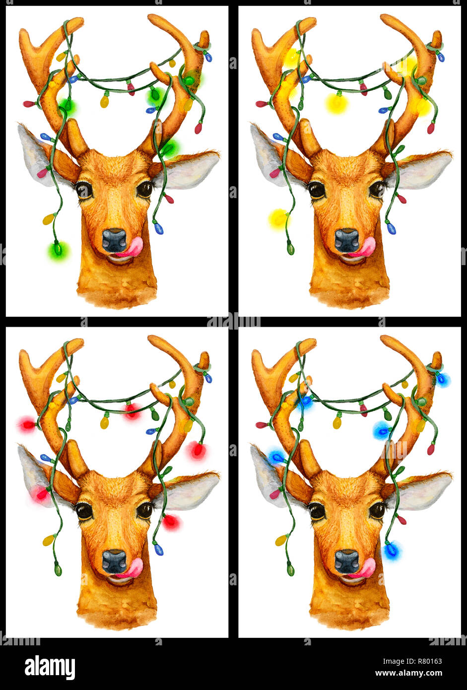 Christmas deer with garland. Can be used for GIF animation. Deer ...