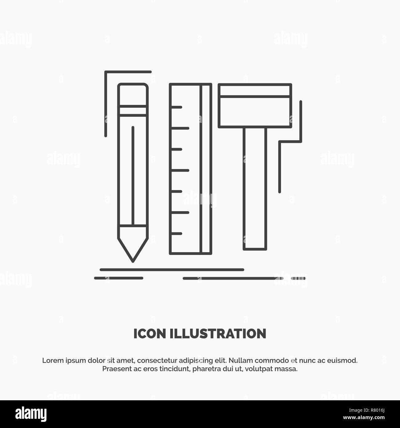 Design, designer, digital, tools, pencil Icon. Line vector gray symbol for UI and UX, website or ...