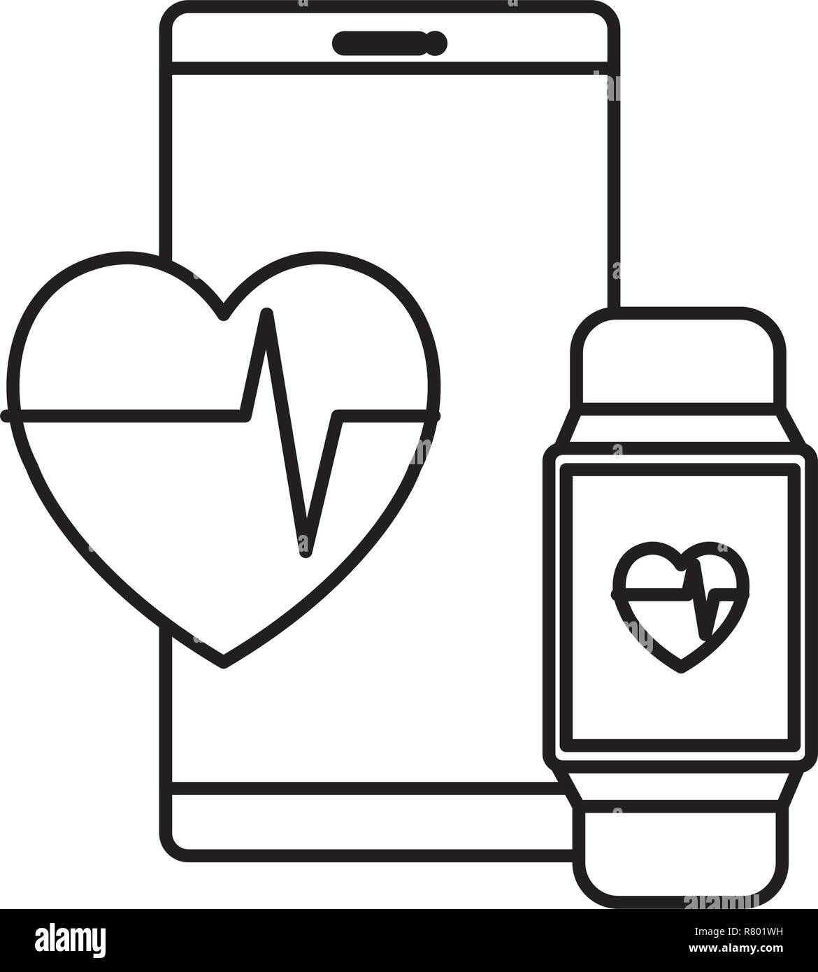 smartphone and smartwatch with fitness app vector illustration design ...