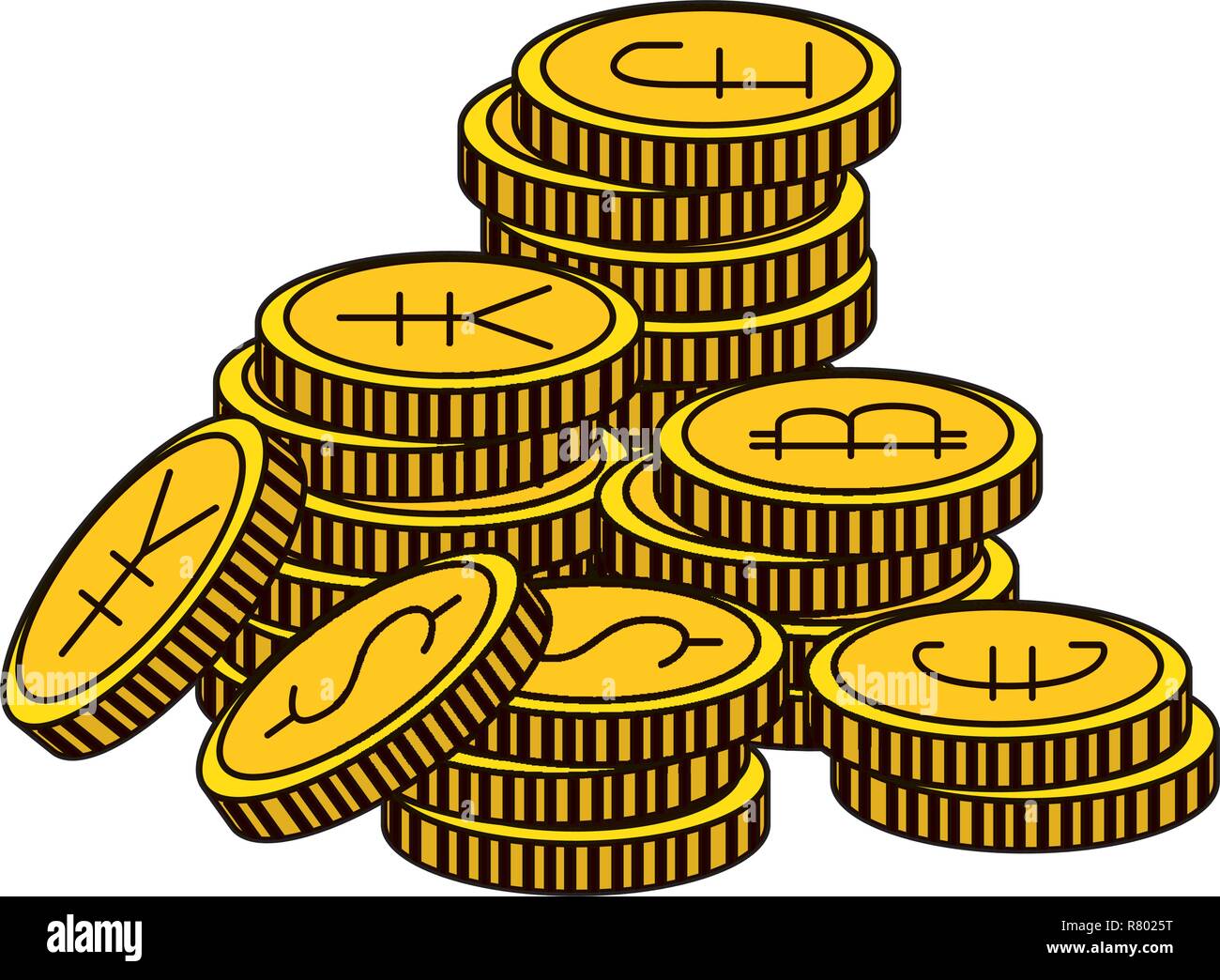 set of commercial coins vector illustration design Stock Vector Image ...