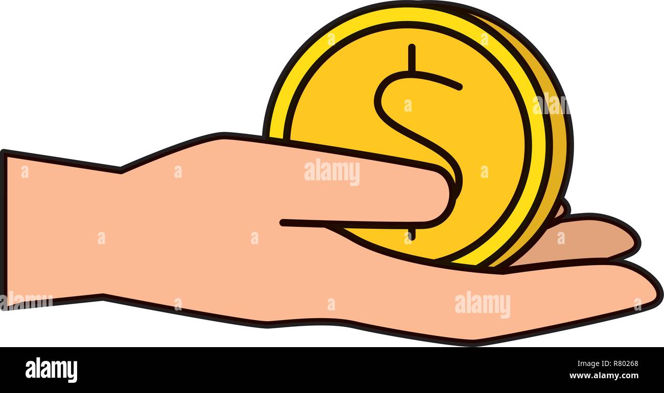 hand with coin money vector illustration design Stock Vector Image ...