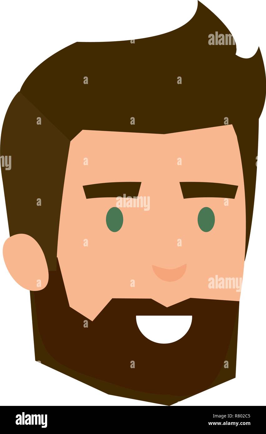 young man with beard head avatar character vector illustration design ...