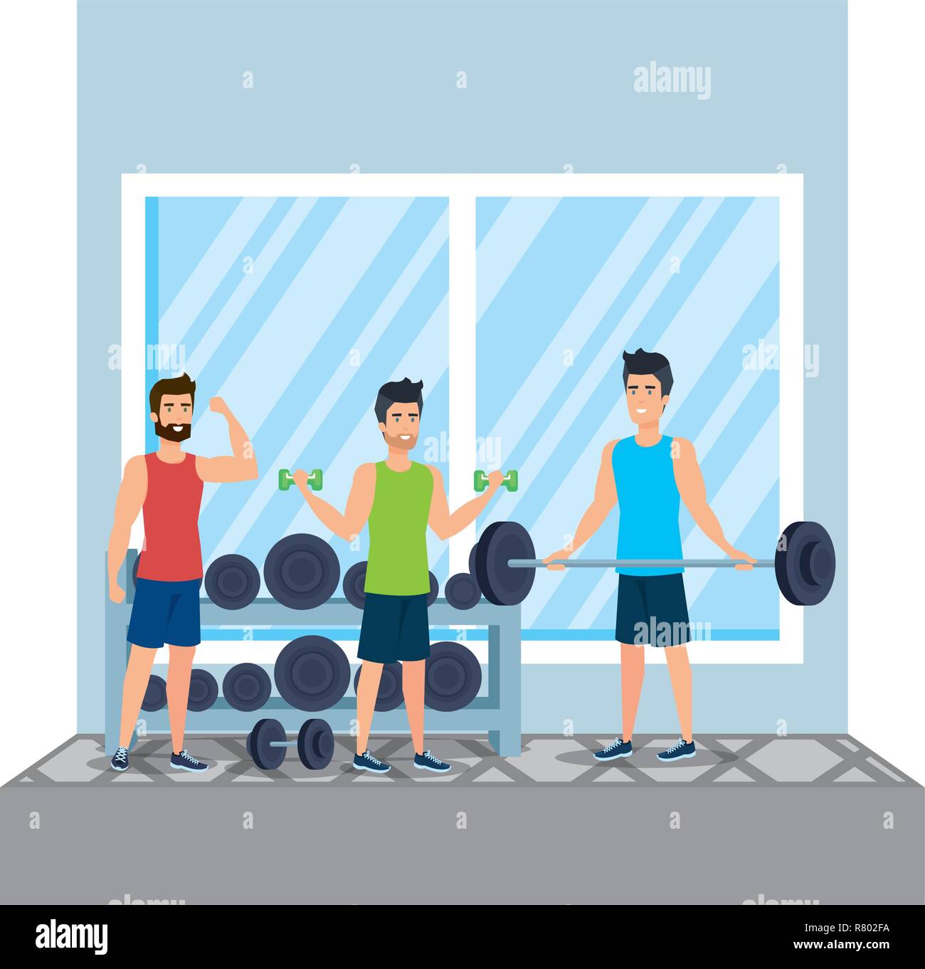 Cartoon bodybuilding men gym fitness hi-res stock photography and ...