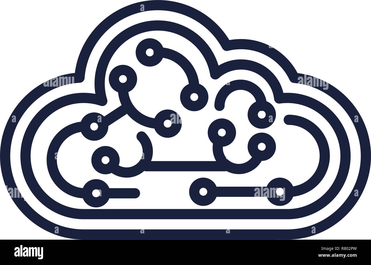 Cloud Computing Server With Circuit Vector Illustration Design Stock