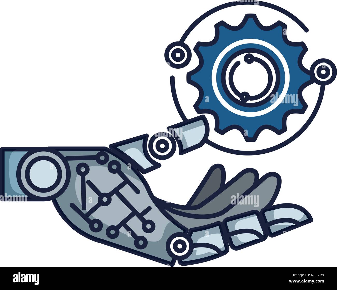 robotic hand with gear vector illustration design Stock Vector Image ...
