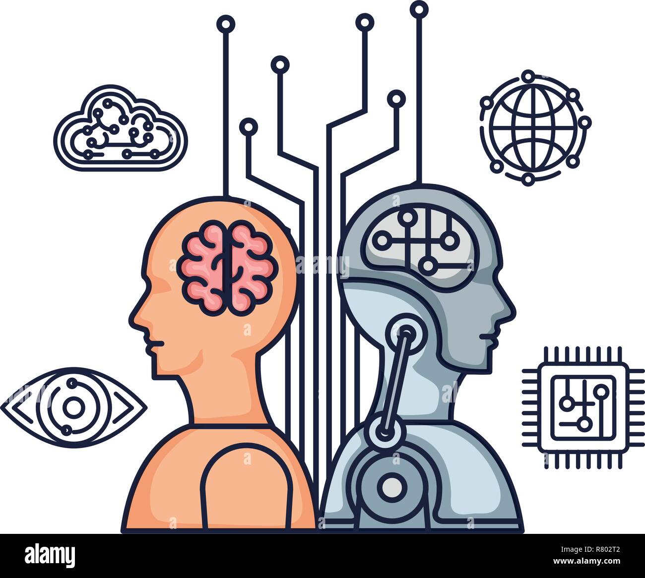 cyber humanoide profiles icons vector illustration design Stock Vector ...