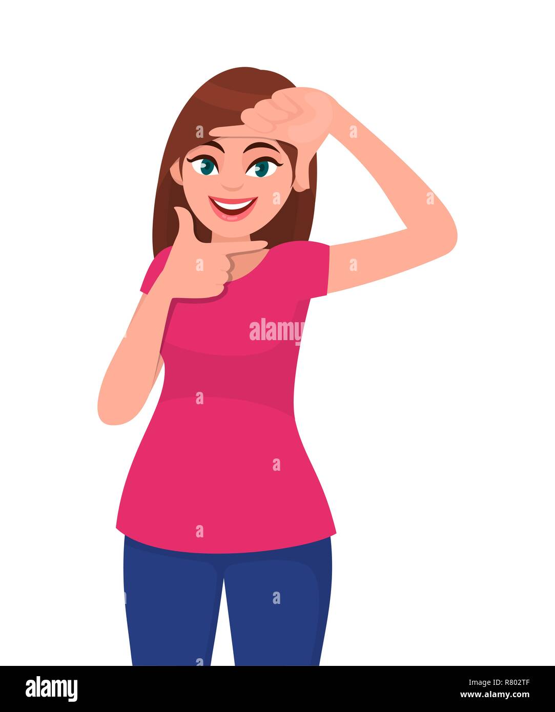 Girl looking through camera Stock Vector Images - Alamy