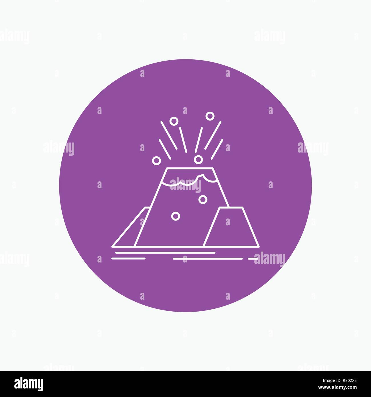 disaster, eruption, volcano, alert, safety White Line Icon in Circle ...
