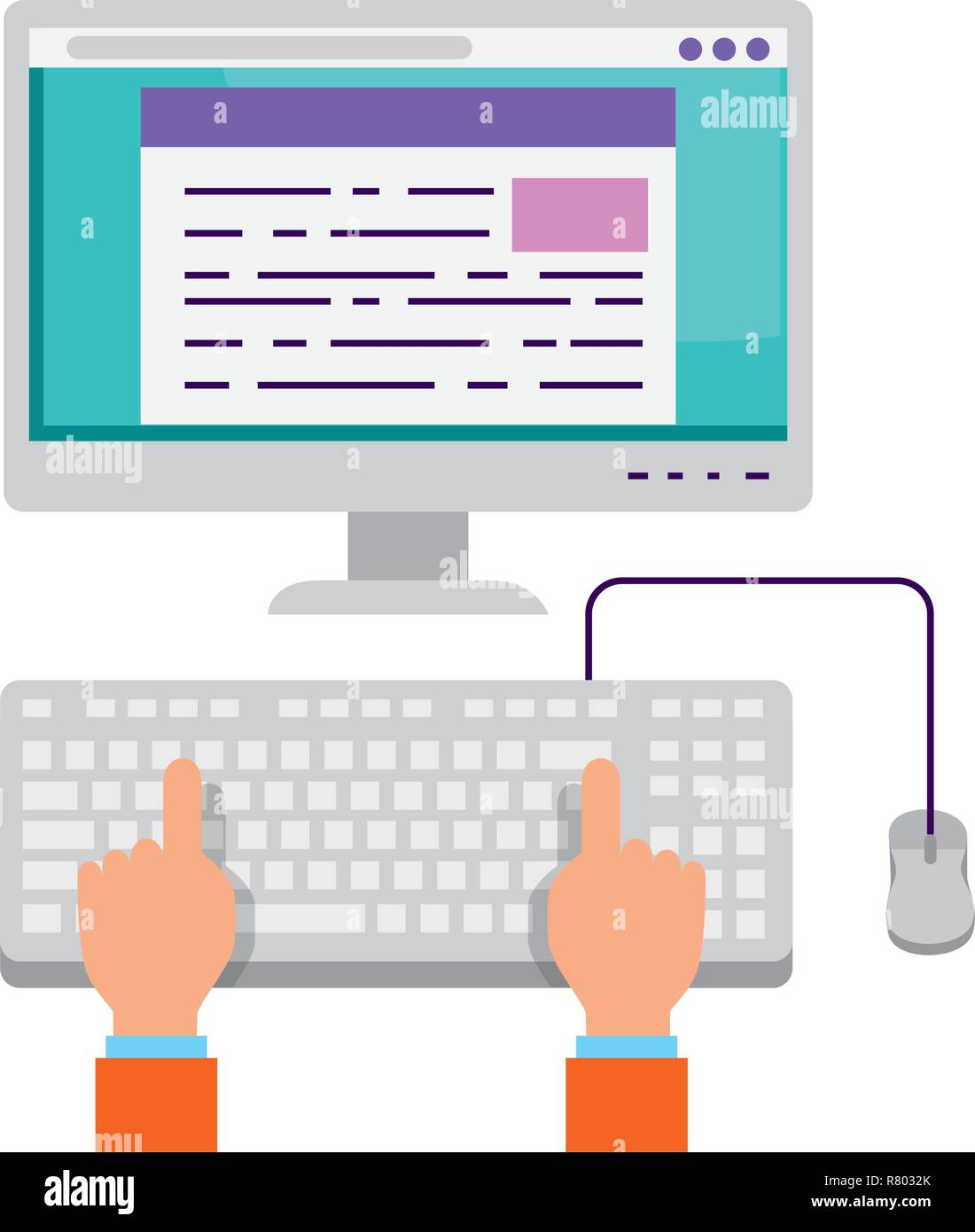 user hands with computer desktop Stock Vector Image & Art - Alamy