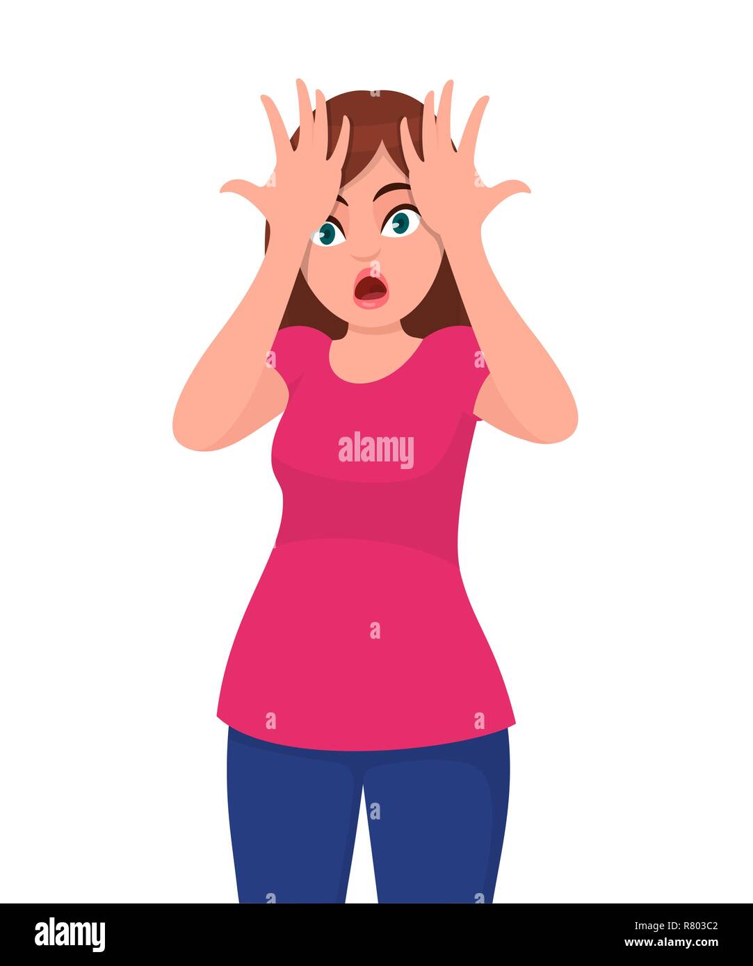 Woman hands face frustrated Stock Vector Images - Alamy