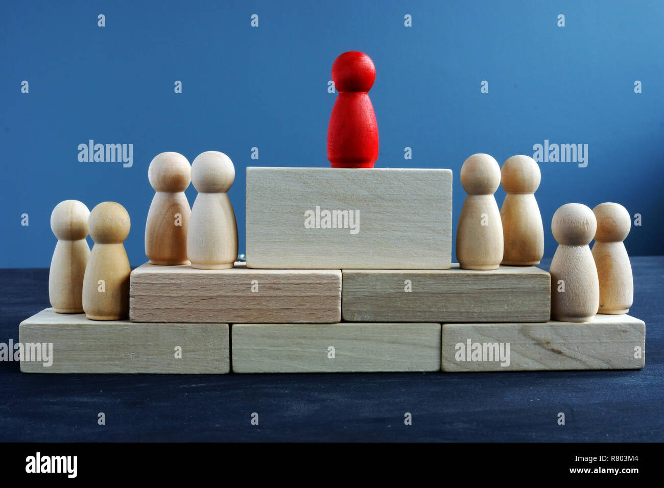 Leadership and management concept. Wooden figures and blocks Stock ...