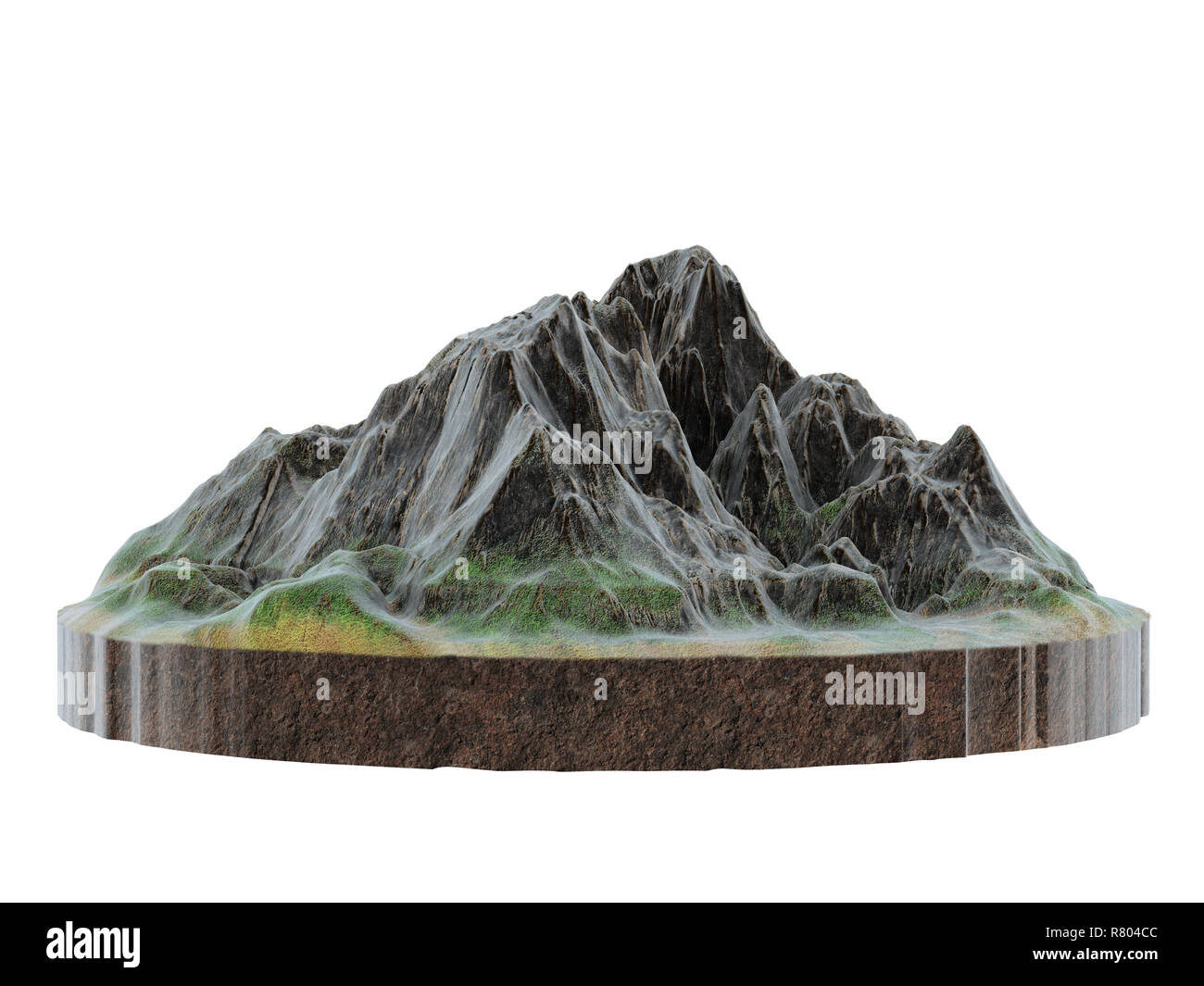 stylized image of a mountain ridge on an isolated white background. 3d ...
