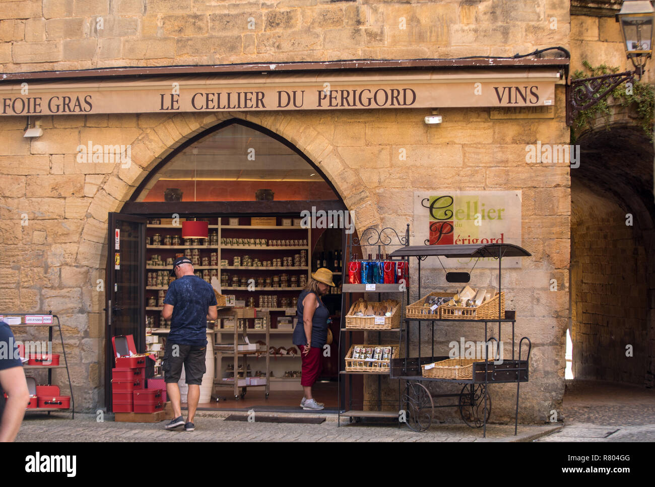 Sarlat, France - September 2, 2018: Attractive display in window of ...