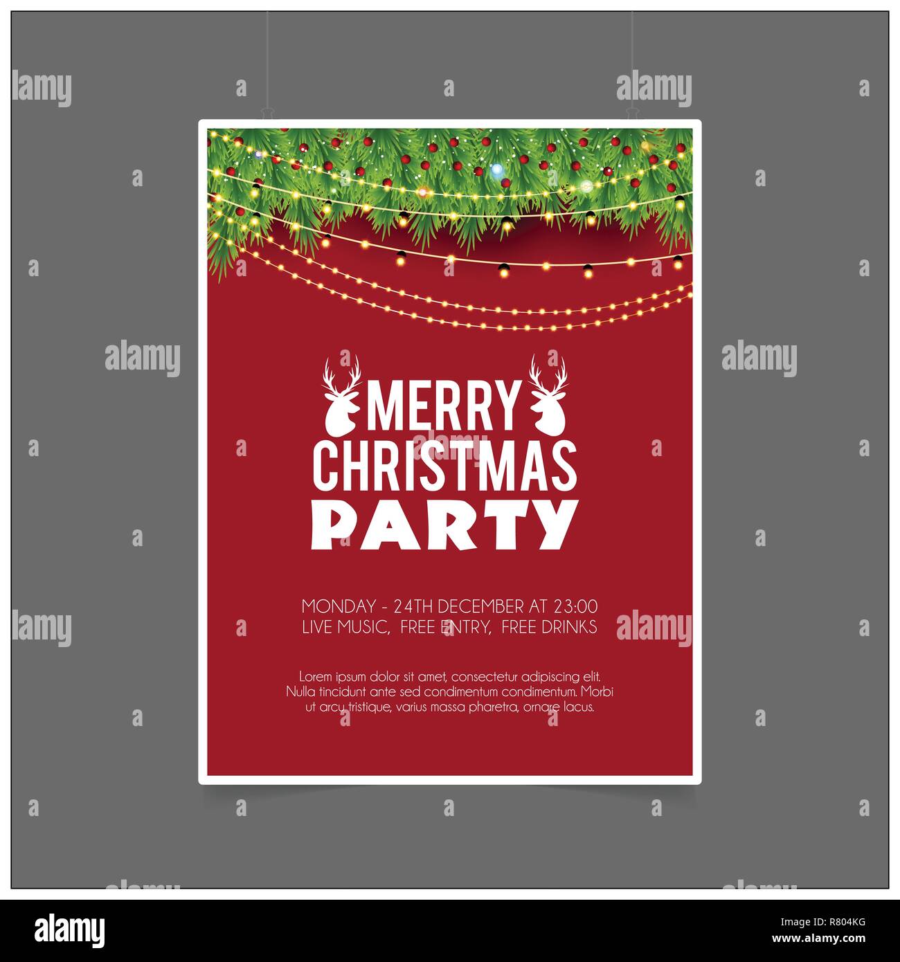 Christmas card design with elegant design and red background vector ...