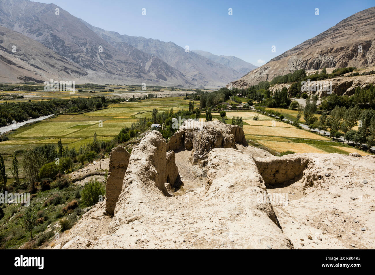 Khaaka Fort in the Wakhan Valley near Vrang in Tajikistan Stock Photo ...