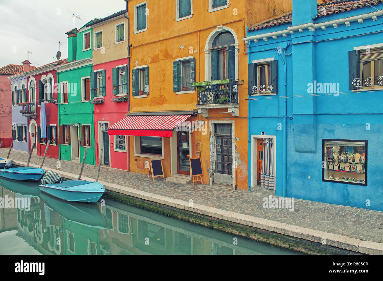 Colorful buildings on Burano island. Architecture of Burano island near ...