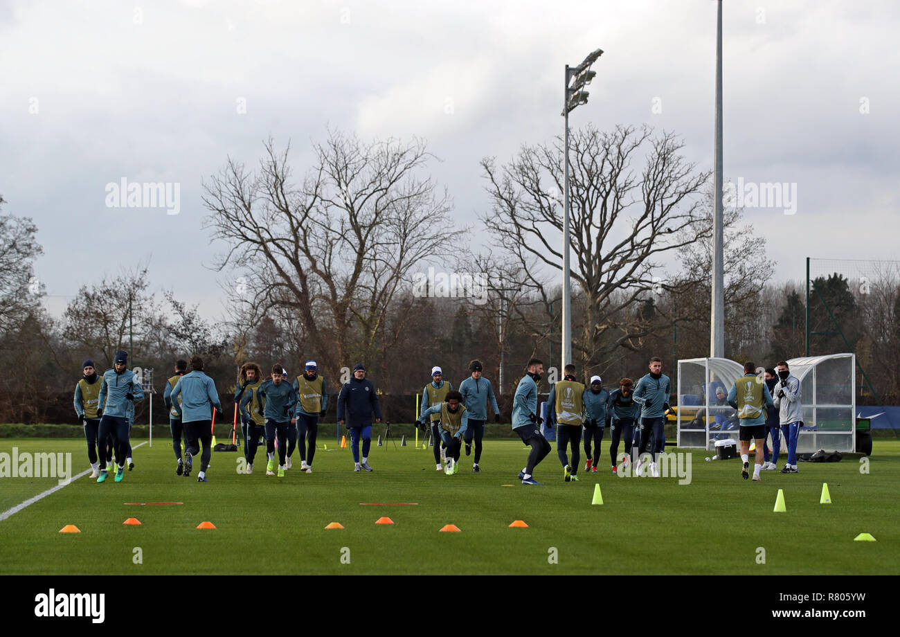 Chelsea players during the training session at Cobham Training Ground ...