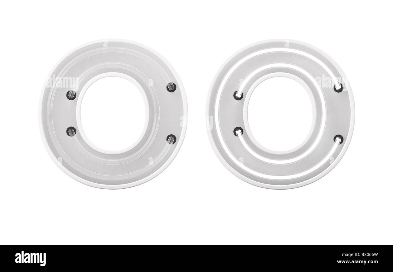 White neon style light letter O. On and Off neon lettering. 3D ...