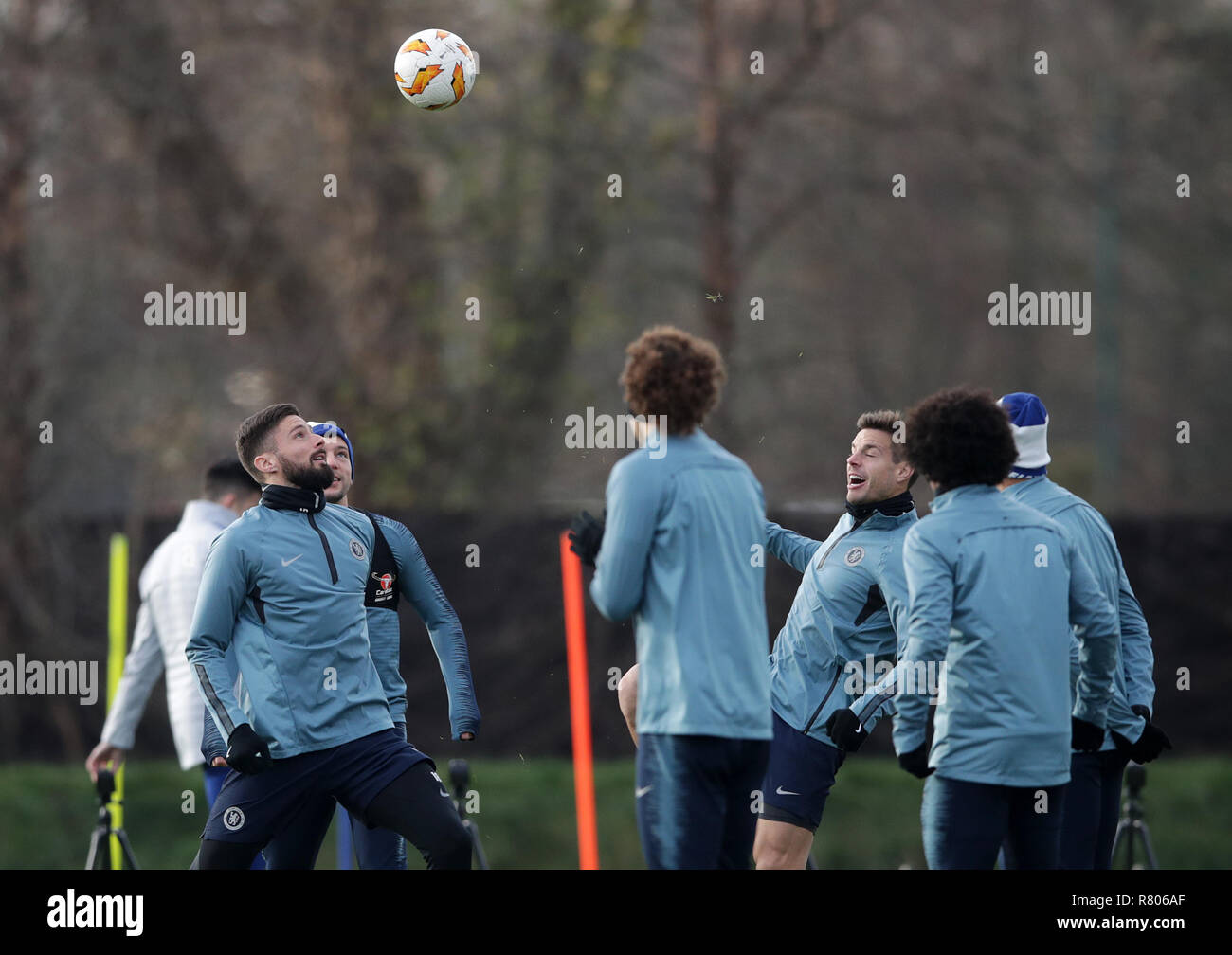 Chelsea's Olivier Giroud during the training session at Cobham Training ...