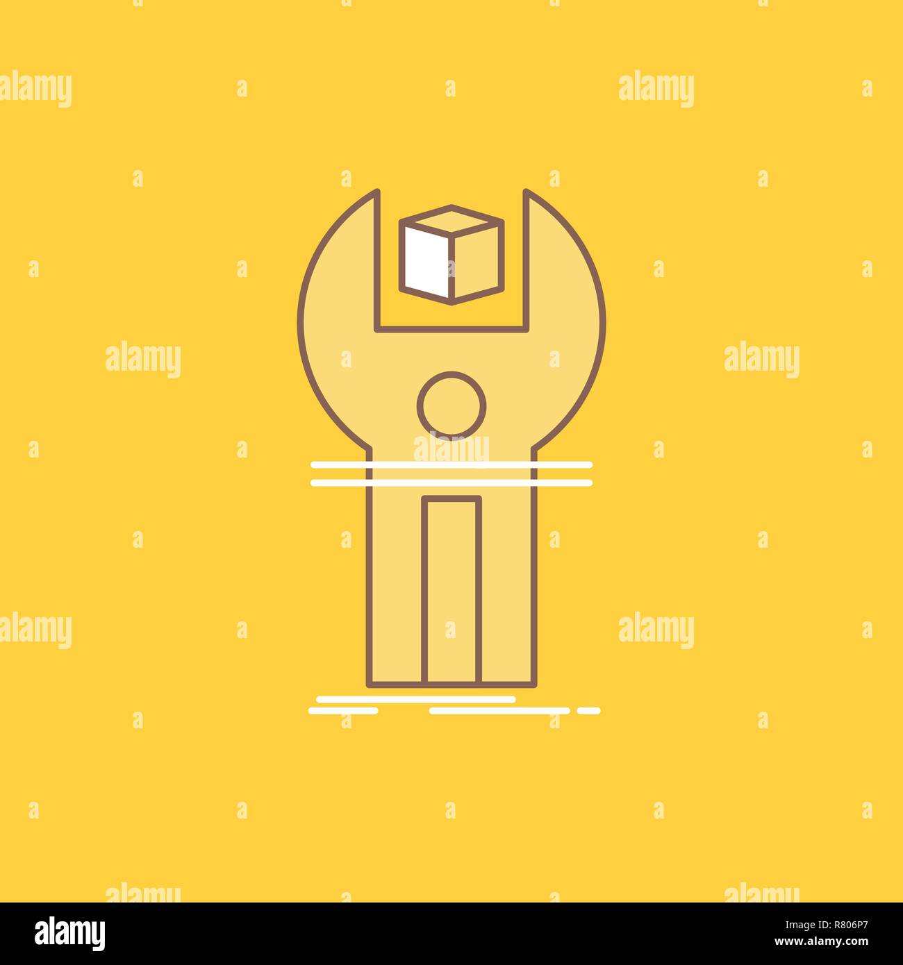 SDK, App, development, kit, programming Flat Line Filled Icon. Beautiful Logo button over yellow ...