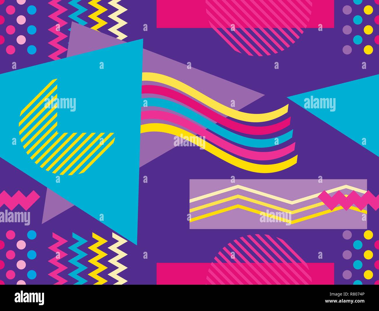 Memphis seamless pattern. Geometric elements memphis in the style of ...