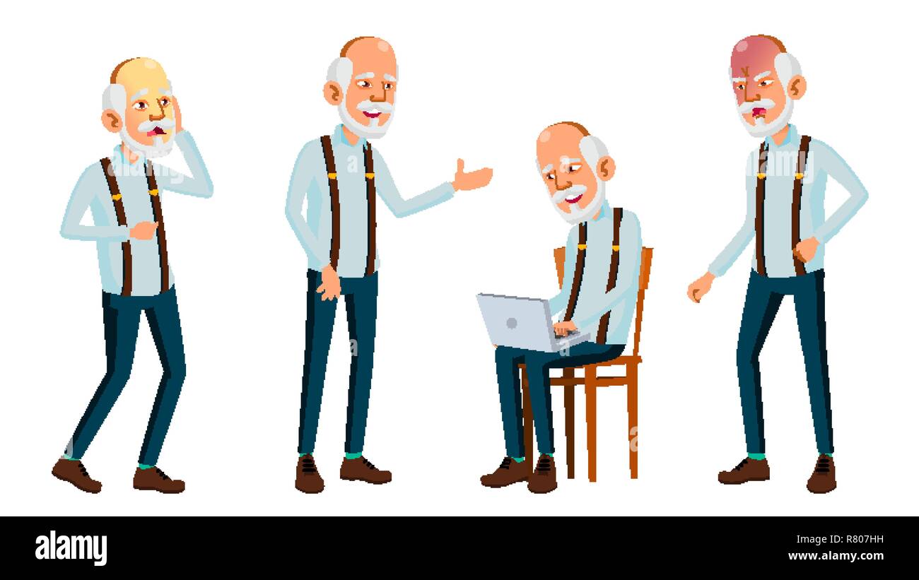 Asian Old Man Vector. Elderly People. Senior Person. Aged. Smile ...