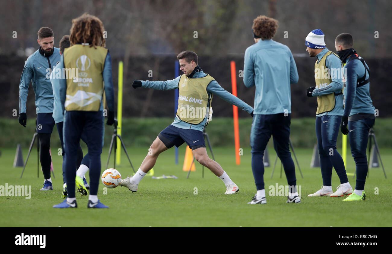 Chelsea's Cesar Azpilicueta during the training session at Cobham ...