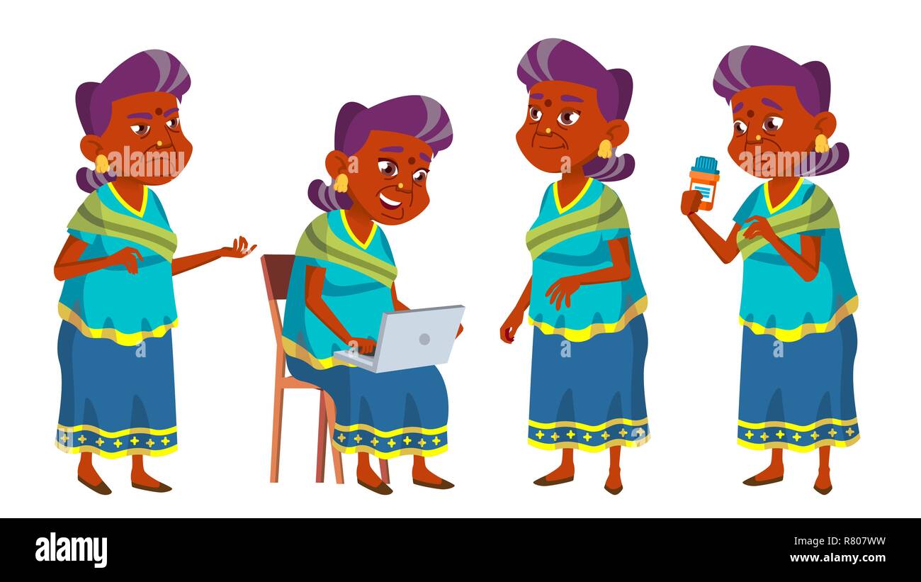 Mature adult home laptop indian Stock Vector Images - Alamy