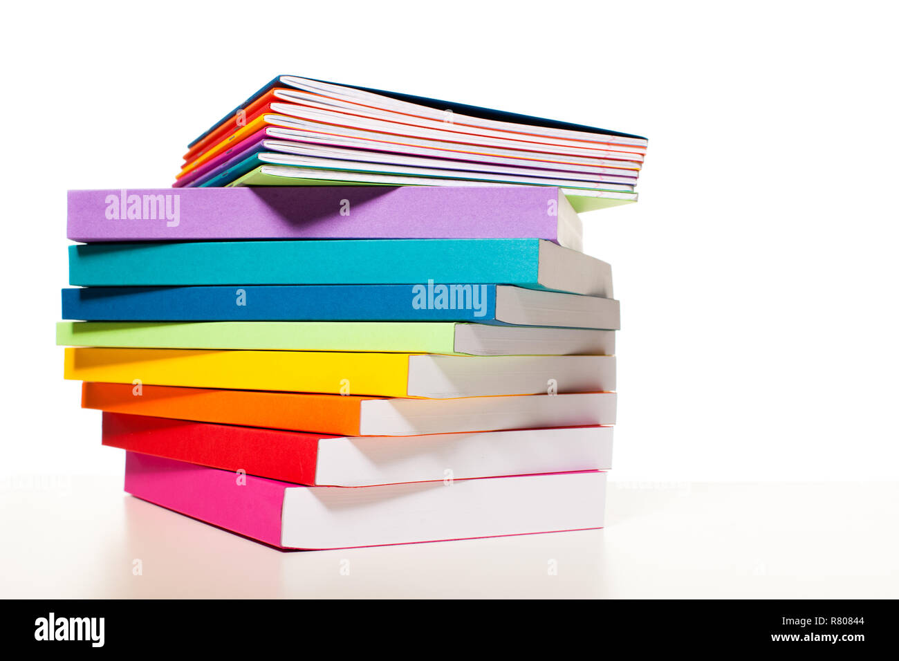 Colorful collection of the books and notebooks Stock Photo - Alamy