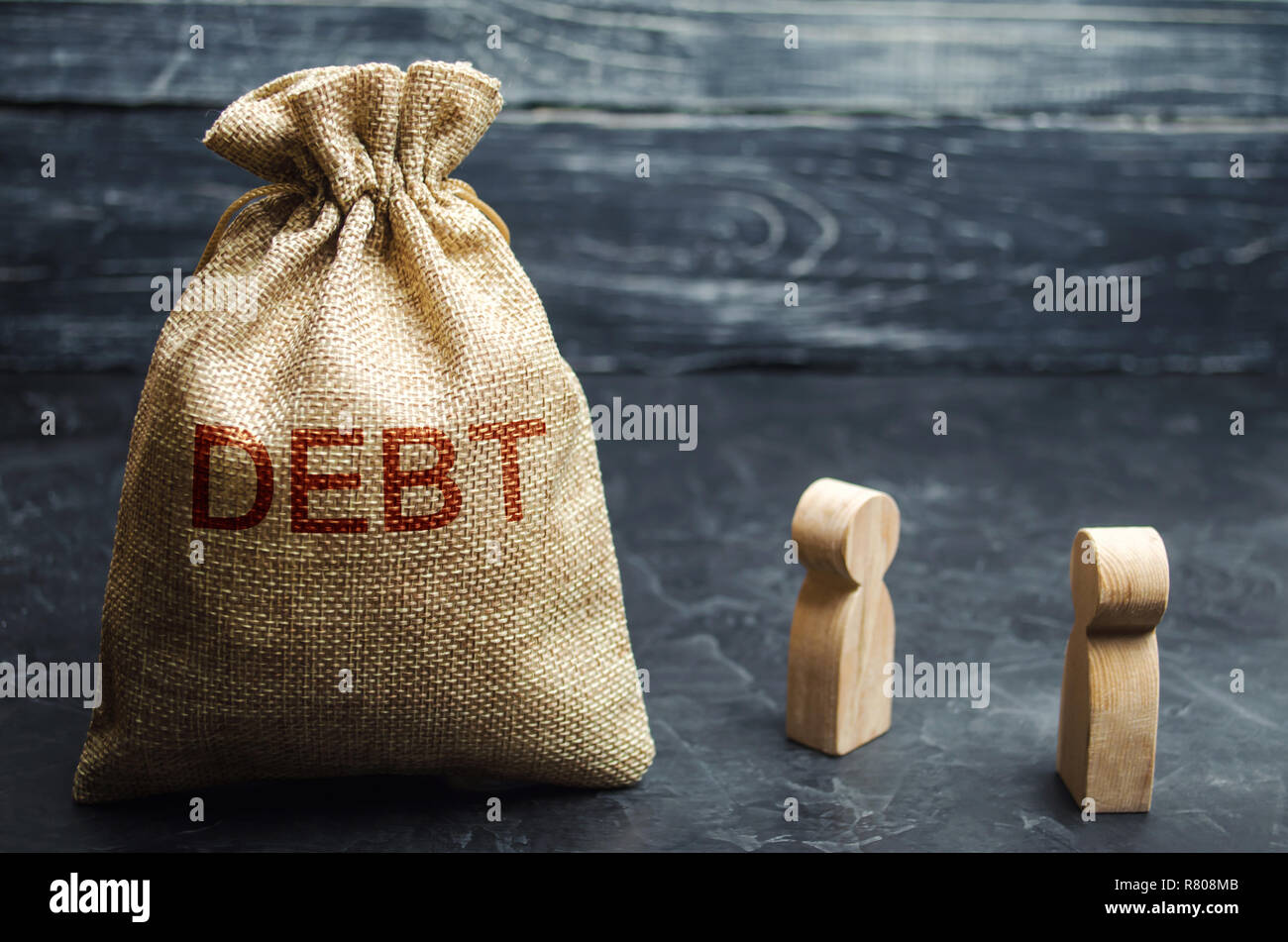 Two businessmen discussing debt in a company. Financial debt concept ...