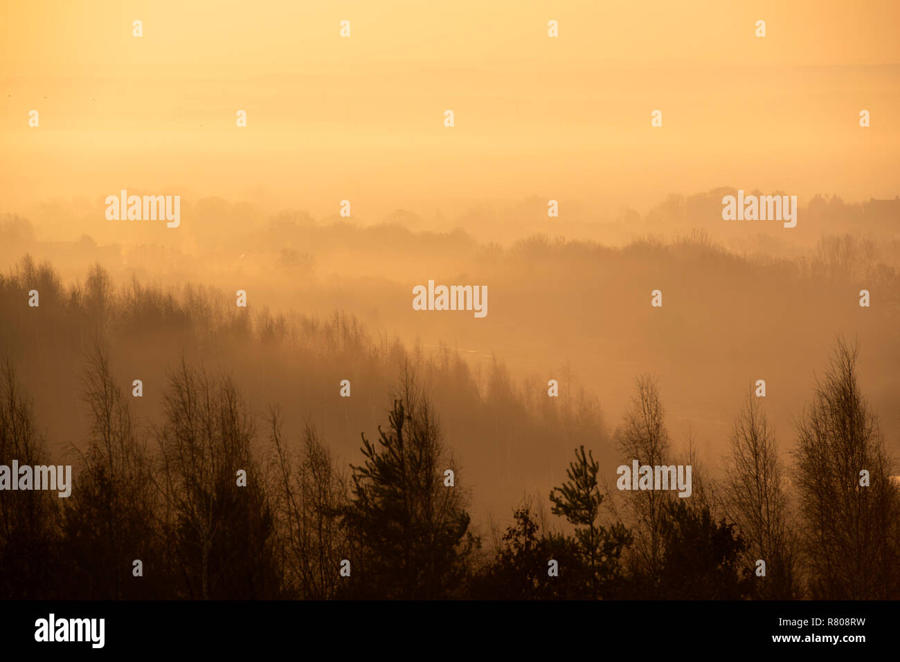 Misty Sunrise Morning over the Gedling Valley from Gedling Country Park ...