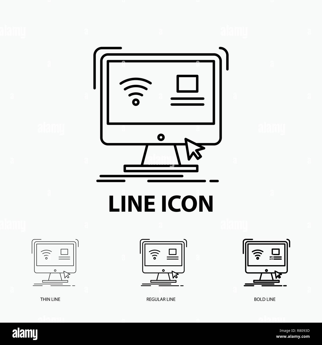 Control Computer Monitor Remote Smart Icon In Thin Regular And Bold Line Style Vector