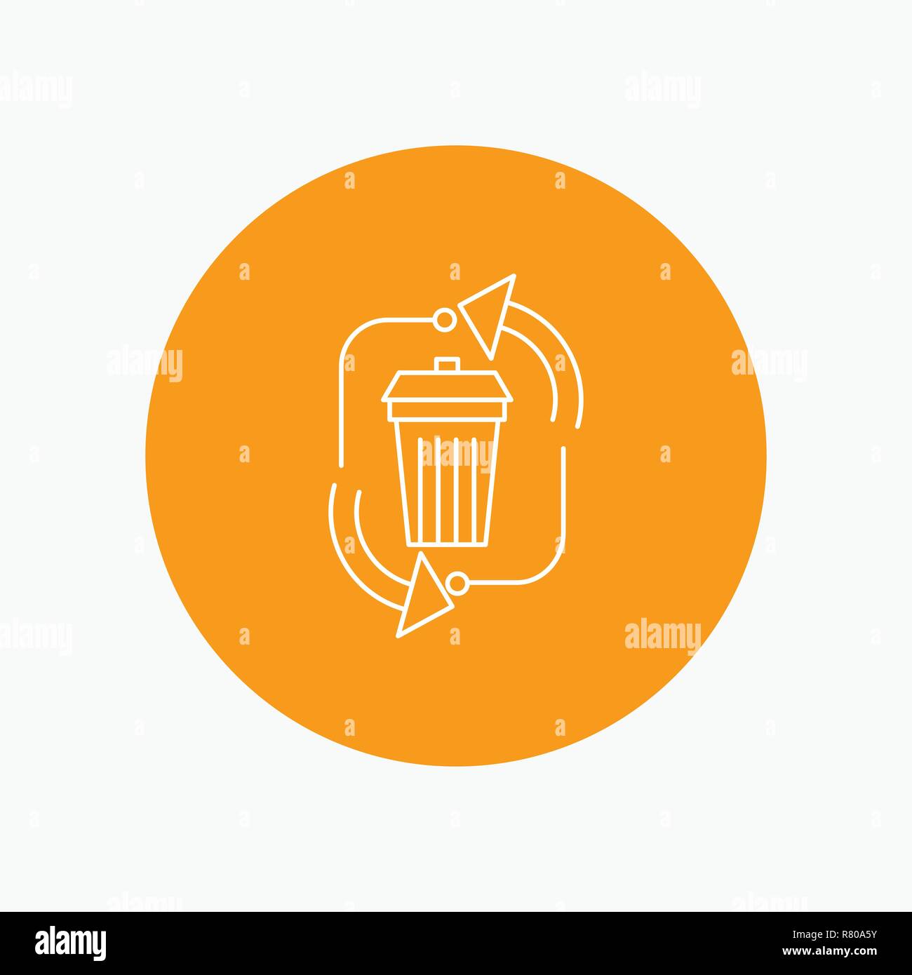 waste, disposal, garbage, management, recycle White Line Icon in Circle ...