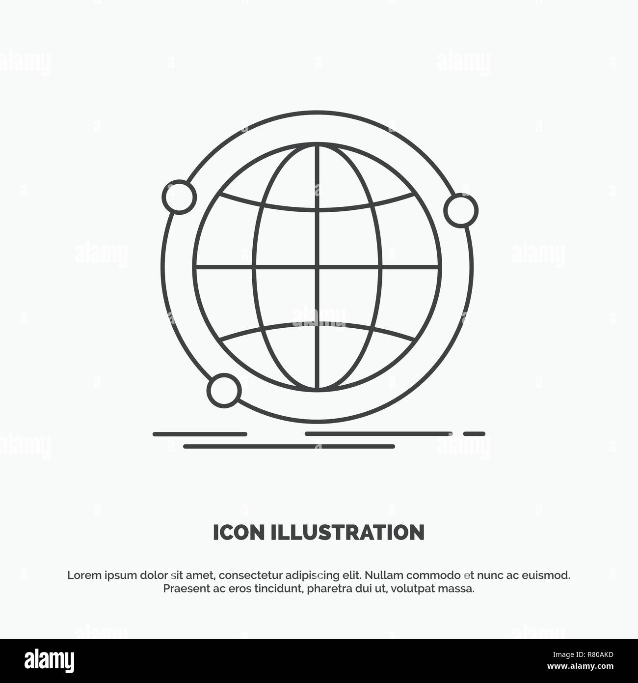 Data, global, internet, network, web Icon. Line vector gray symbol for UI and UX, website or ...