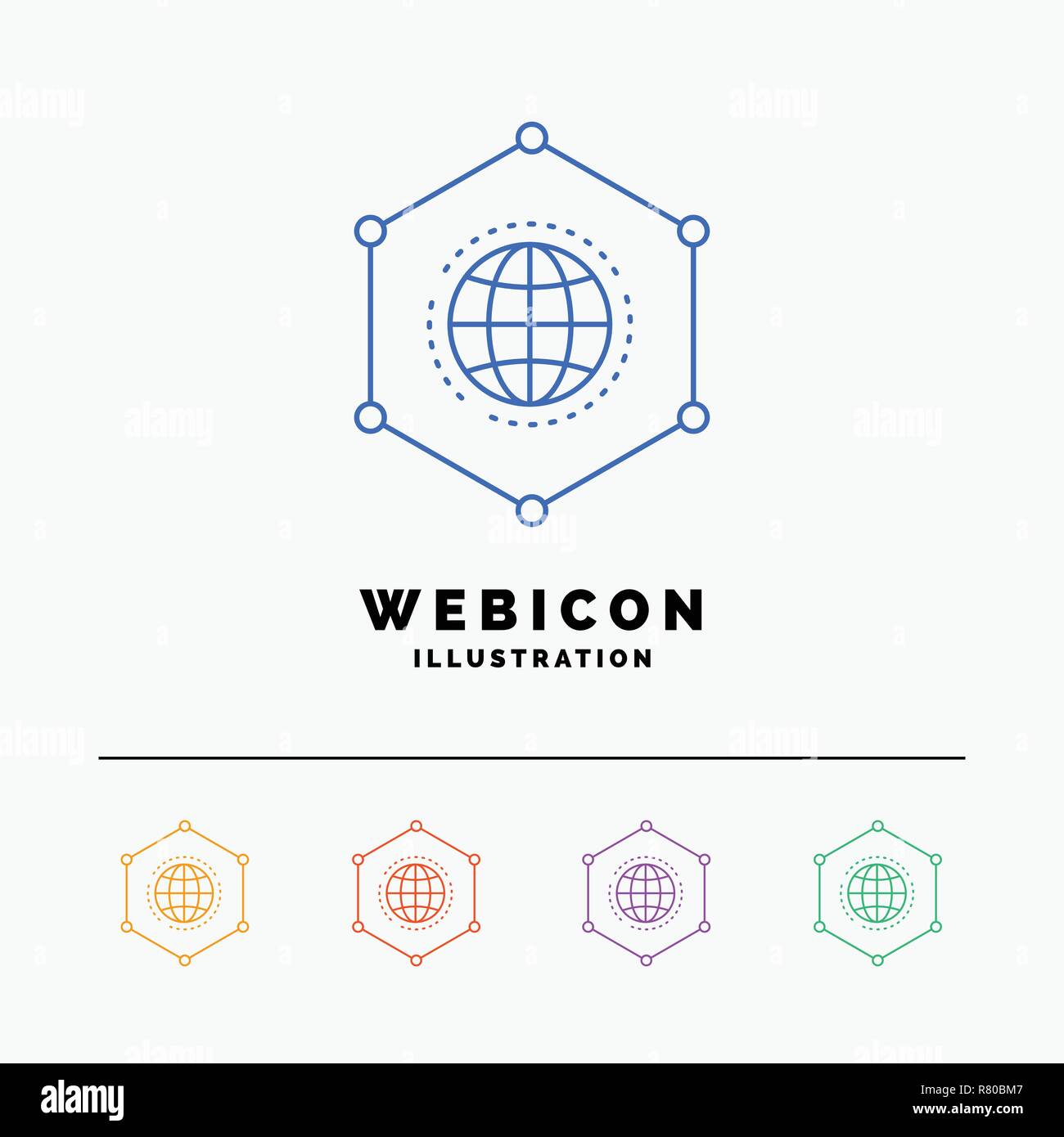 Network, Global, data, Connection, Business 5 Color Line Web Icon Template isolated on white ...