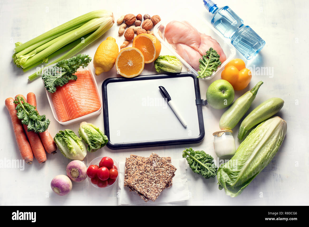 Healthy eating plan. Diet and meal planning. Top view. Flat lay Stock ...