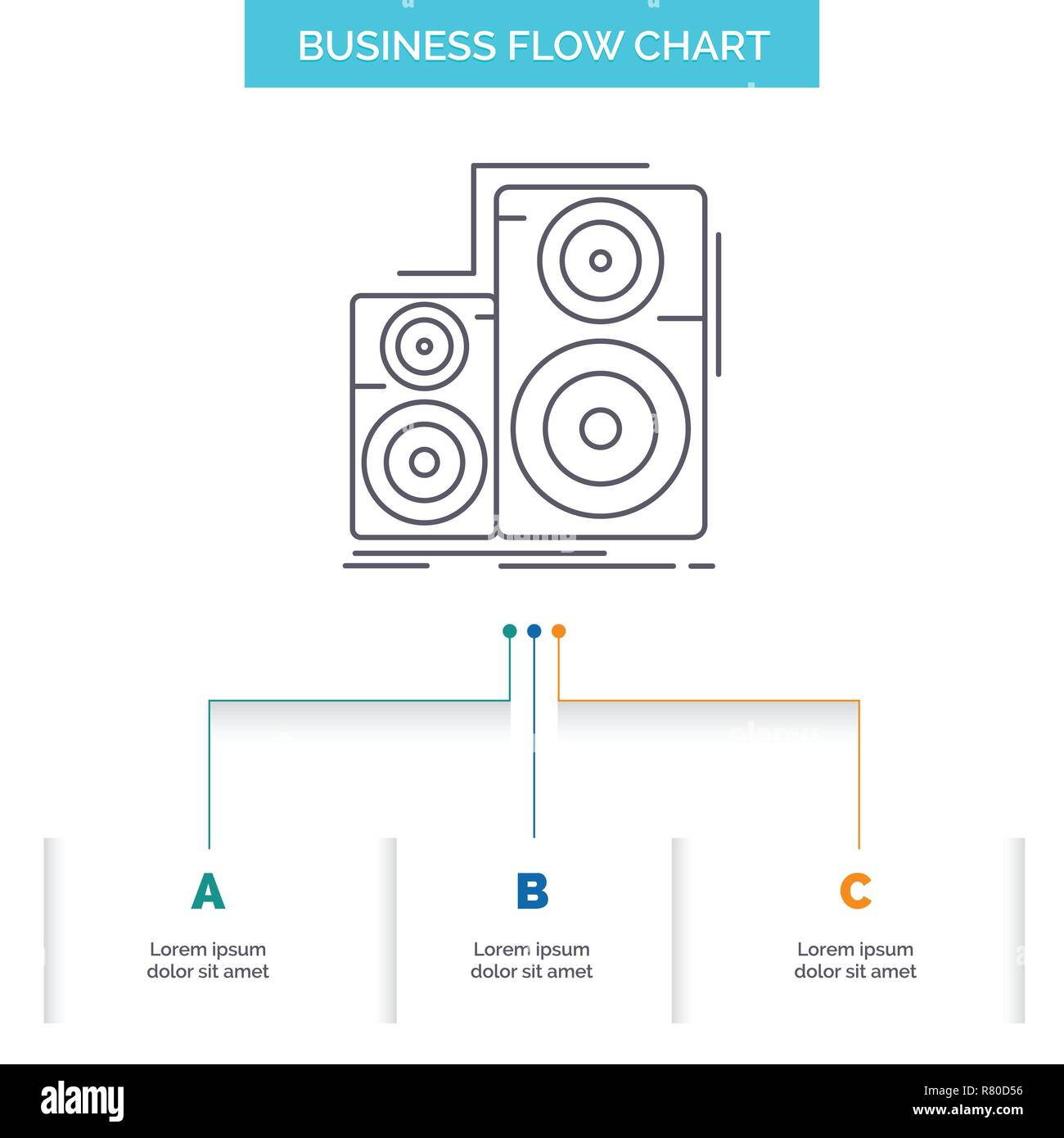 Audio, hifi, monitor, speaker, studio Business Flow Chart Design with 3 ...