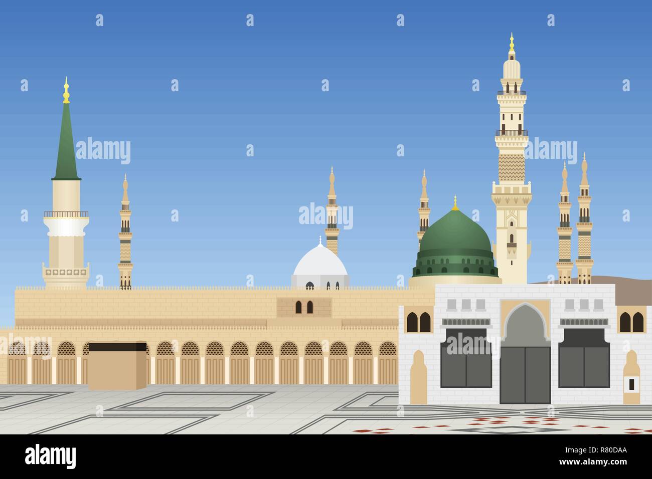 A vector illustration of Medina Mosque in Saudi Arabia Stock Vector ...