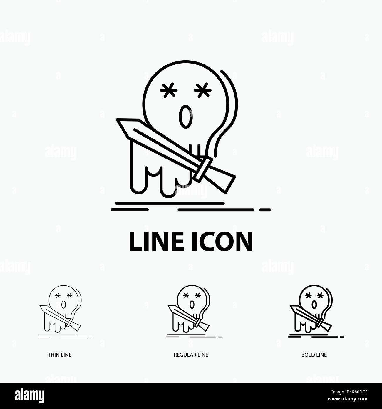 Death, frag, game, kill, sword Icon in Thin, Regular and Bold Line ...