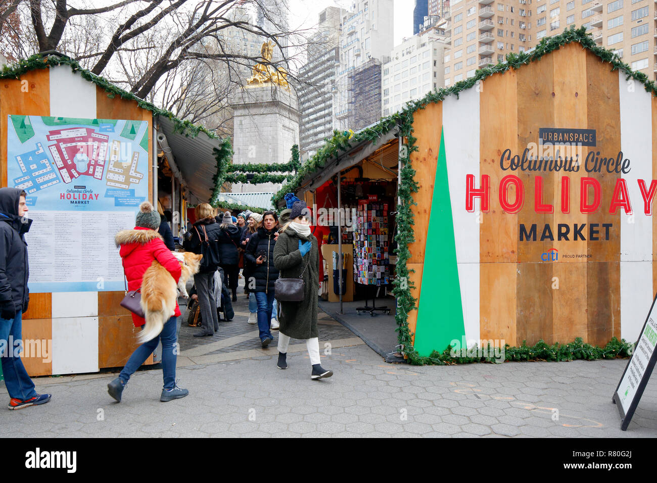 People near the entrance to Columbus Circle Holiday Market in Central ...