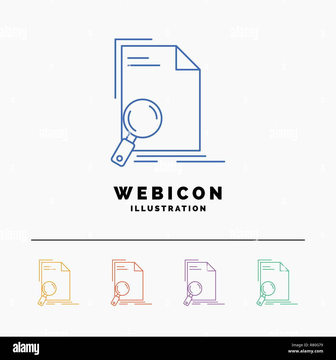 Analysis Document File Find Page 5 Color Line Web Icon Template Isolated On White Vector