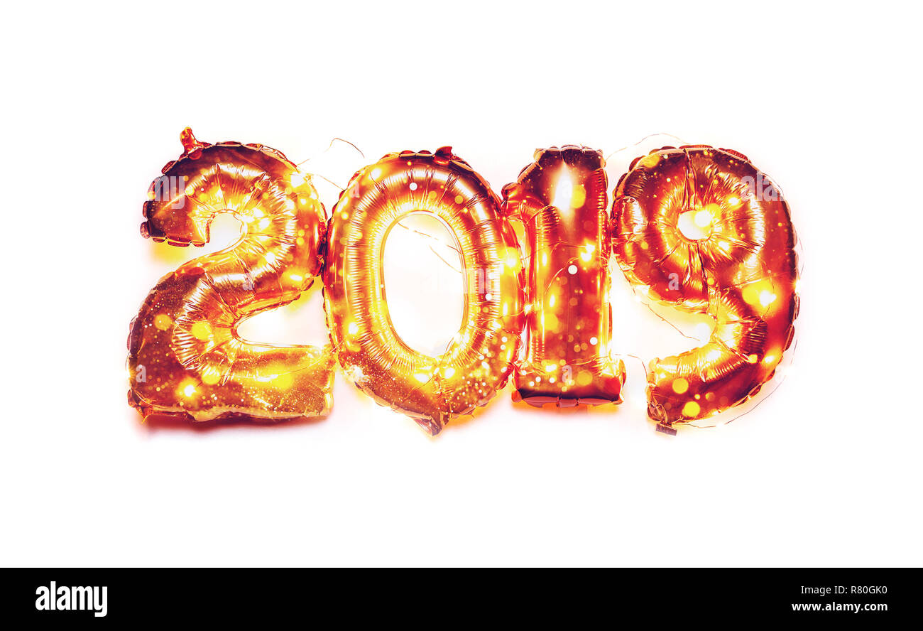 Gold glitter 2019 happy Cut Out Stock Images & Pictures - Alamy