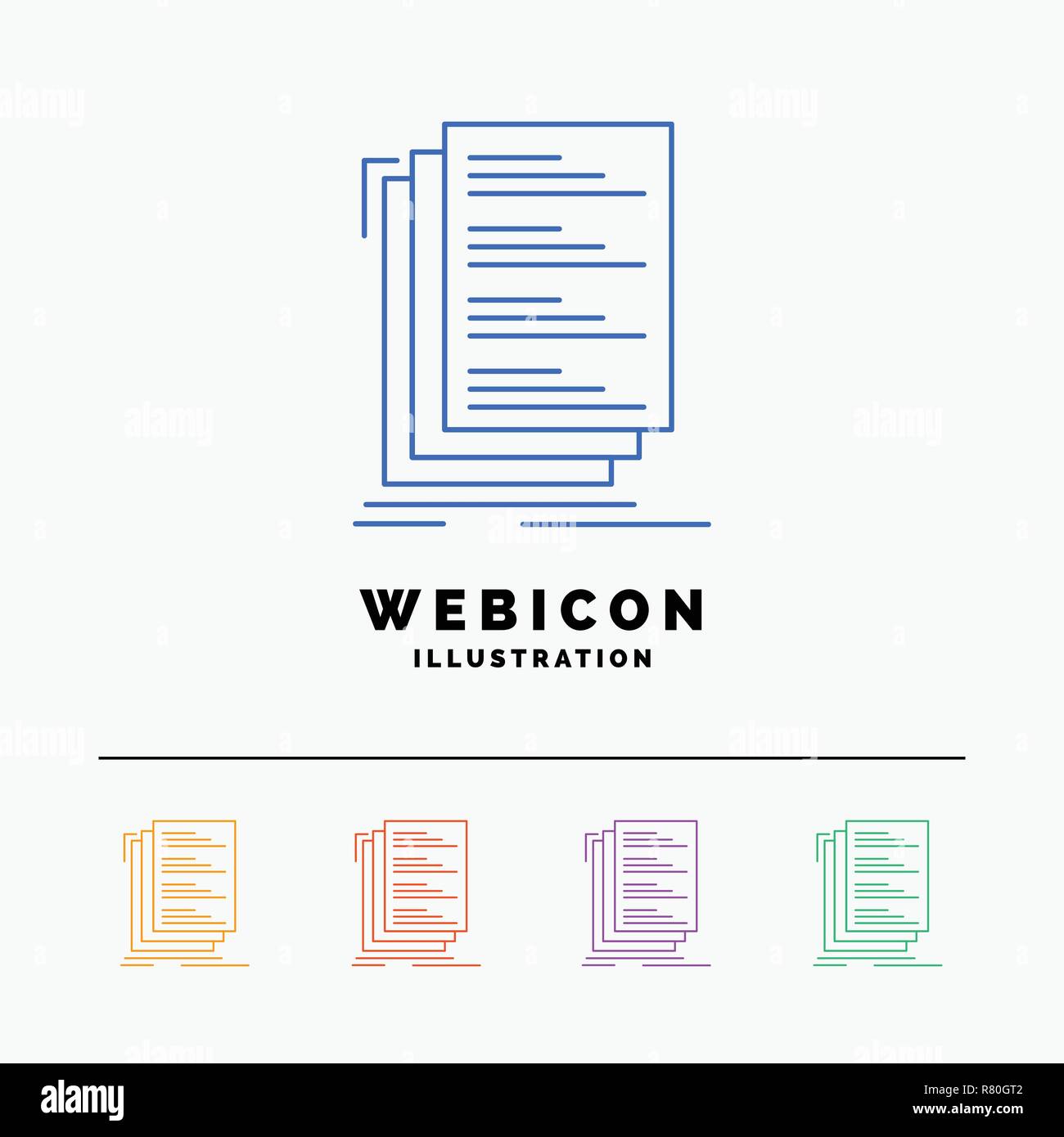 Code Coding Compile Files List 5 Color Line Web Icon Template Isolated On White Vector 2878